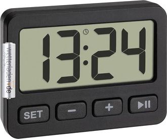 TFA Dostmann 60.2036 Mini Horloge Num&eacute;rique Multifonction - R&eacute;veil, Chronom&egrave;tre, Minuterie - Id&eacute;ale Pour les D&eacute;placements Avec Verrouillage des Touches - Table et 