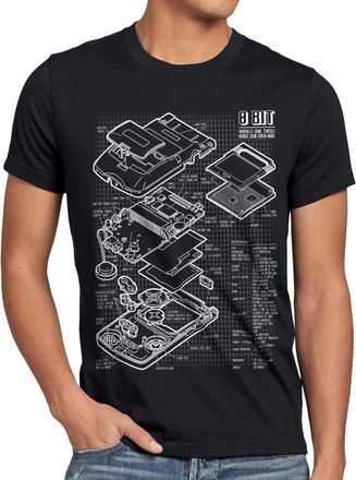style3 N64 Controller Blaupause Herren T-Shirt 64-Bit Videospiel, Gr&ouml;&szlig;e:5XL, Farbe:Schwarz