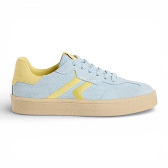 Tamaris Tamaris Damen-Sneaker aus blauem Leder mit gelben Streifen