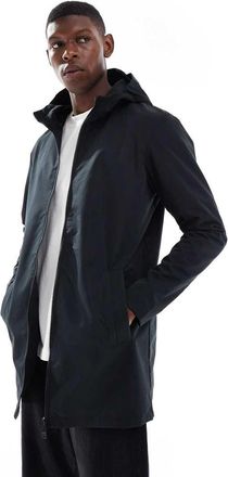 Brave Soul Veste imperméable courte à fermeture éclair et capuche - Noir