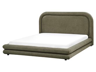 Beliani Polsterbett Leinenoptik gr&uuml;n mit Lattenrost 160x200 cm hohes Kopfteil Lavardens