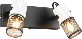 Trio Leuchten Spotbalken Tosh 804370234, Metall Schwarz matt, Holz Wei&szlig;, exkl. 2x E27