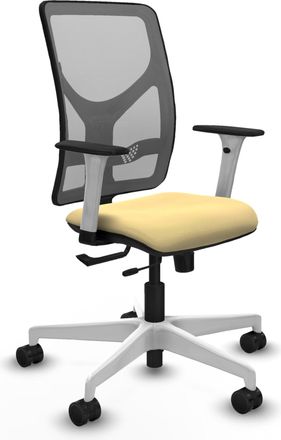 Piqueras y Crespo Drehbarer Schreibtischstuhl ohne Rollen, mit wei&szlig;en und schwarzen Armlehnen, h&ouml;henverstellbare Lendenwirbelst&uuml;tze, ausgestattet mit Syncro/Traslack. G