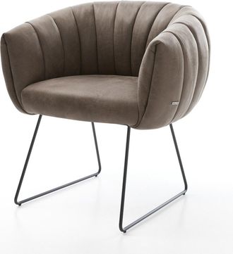 DELIFE Esszimmerstuhl Jada-Flex Mikrofaser Taupe Vintage Kufengestell Schwarz Taschenfederkern, Esszimmerst&uuml;hle