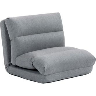 HOMCOM Homcom - Bodenstuhl Bodensessel mit 6-Stufig Verstellbarer R&uuml;ckenlehne, Klappbar Meditationsstuhl mit Leinenoptik, Gepolstert Bodensofa f&uuml;r