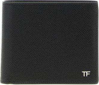 Tom Ford Homme, Accessoires, Noir, Taille: ONE Size Petit Portefeuille Bifold en Cuir Grain&eacute;