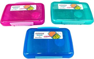 Sistema Vorratsbehälter, 350 ml, 3er-Pack, bunt - Lunchbox Split 2fach unterteilt 1735 - pink, blau, türkis
