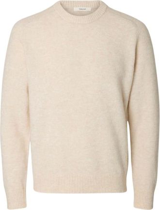 Selected Pull-over Rai &agrave; col rond - Homme - Pulls - Beige - Taille: XL