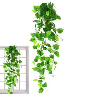 Generic Rattan-H&auml;ngepflanze, k&uuml;nstliche H&auml;ngepflanze, k&uuml;nstliche Efeu-Ranke, Au&szlig;endekoration, 1,1 m, k&uuml;nstliches Gr&uuml;n f&uuml;r Wanddekoration, Zimmer und Zuhause f