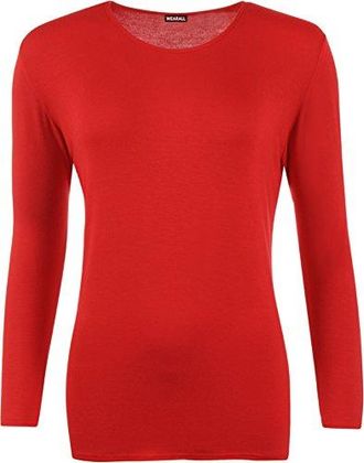 WearAll T-Shirt Simple à Manches Longues - Hauts - Femmes - Rouge - 50-52