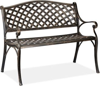 Relaxdays Relaxdays - Banc de jardin et de Balcon, 2 sièges, design antique, en aluminium HlP 82x102x60 cm, noir bronze