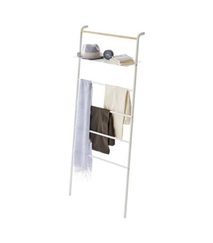 Yamazaki Tableware 3871 Tower Leaning Ladder Hanger with Shelf, White ...