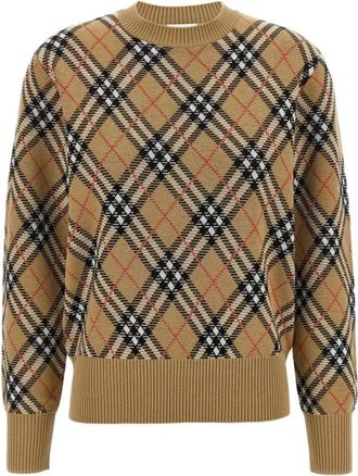 Burberry Femme, Pulls, Beige, Taille: 42 FR Check Knit Sweater