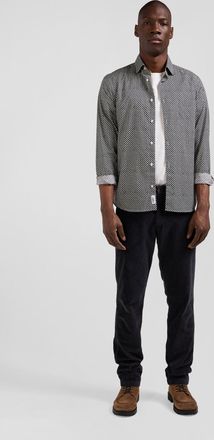 Eden Park Chemise En Popeline De Coton Grise Imprim&eacute; Graphique Coupe Slim