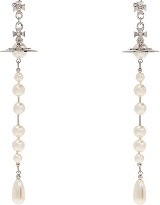 Vivienne Westwood Femme, Accessoires, Gris, Taille: ONE Size Broken Pearl Drop Earrings