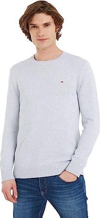 Tommy Jeans Homme Pull Essential Crew Neck Pull en Maille, Argenté (Silver Grey Htr), M