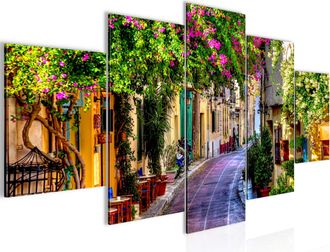 Runa Art Bild Wohnzimmer Schlafzimmer Blumen Toskana 5 Teilig Italienische Gasse Bunt Wandbilder auf Vlies Leinwand 607753a