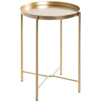 PEGANE Pegane - Table dappoint, Table de salon ronde en m&eacute;tal coloris dor&eacute; - diam&egrave;tre 39 x hauteur 50 cm