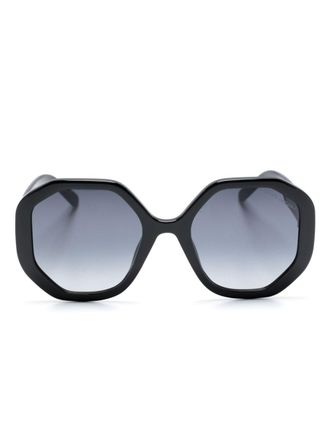 Marc Jacobs lunettes de soleil rondes &agrave; logo en relief - Noir