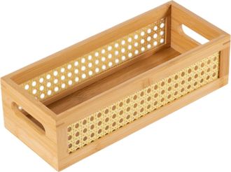 Generic Rattan Aufbewahrungskorb | Gewebter Boho Korb M&uuml;lleimer | Rechteckige Aufbewahrungskiste f&uuml;r Schlafzimmer, Wohnzimmer, Arbeitszimmer und Kinderzimmer