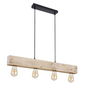 Globo Lighting H&auml;ngeleuchte Holz schwarze Textilkabel dunkelbraun schwarz matt