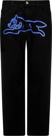 Billionaire Boys Club Homme, Jeans, Noir, Taille: W34 Running Dog Graphic Print Five-Pocket Jeans