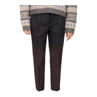 Brunello Cucinelli Flanellhose mit Bundfalten - - Trousers - Damen - Schwarzk - S