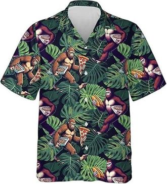 Keephen Gorille Impression 3D Boutonn&eacute;e Chemise Manches Courtes Nouveaut&eacute; Animal Hawaiian Chemise Vacances &Eacute;t&eacute; Plage Tops