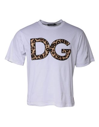 Dolce & Gabbana Mens White Dg Logo Cotton Shorts Sleeves T-Shirt