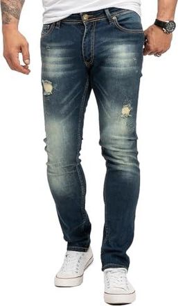 Rock Creek Rock Creek M21 Pantalon en jean pour homme Coupe ajustée, Bleu foncé-rc-2435, 40W x 34L