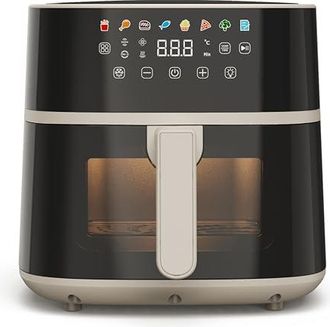 Tognana Iridea, Hei&szlig;luftfritteuse 6L, doppelte Heizspirale, digitales Display, Timer, 80-200&deg;C, Fenster, 1700W, Champagner