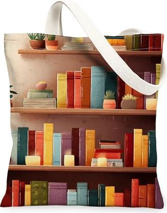 Generic Sacs fourre-tout vintage en toile artistique, sacs d&eacute;picerie r&eacute;utilisables, l&eacute;gers et lavables avec bandouli&egrave;re Ca, multicolore, 13x15 Inch