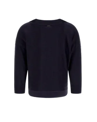 Herno Womens Knit Jumper Glam Effect Navy Blue Main: Lyocell Jumpers Sweater