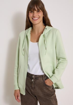 Cecil Sweatjacke CECIL, Damen, Gr. XXL (46), raw matcha lime, Sweatware, Oberstoff: 54% Polyester, 46% Baumwolle, unifarben, comfort fit normal, ohne Aussch