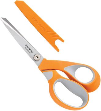 Fiskars Mehrzweckschere, Länge: 21 cm, Rostfreie Stahl-Klinge/Kunststoff-Griffe, Orange, RazorEdge, 1014579
