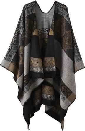 Generic Poncho Femme Hiver Chaud Chale Femme Hiver Chaud Cape Femme Effet enveloppant Ch&acirc;le Imprim&eacute; Doux Cardigan Double &Eacute;paisseur Tr&egrave;s