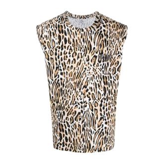 Moschino Leopard Print Logo Tank Top - - Tops - Herren - Mehrfarbig - M