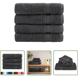 vidaXL The Living Store Premium-Badet&uuml;cher SOLUND 4 Stk. Anthrazit 100x150 cm 600 g/m&sup2; - Baumwolle - Badehandt&uuml;cher - Duscht&uuml;cher - Anthrazit - Handt&uuml;cher