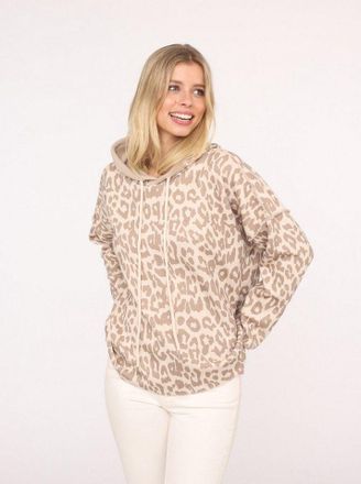 Zwillingsherz Hoodie Leo Langarm, Animal-Muster, Kapuze, Kordelzug, modisch