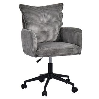 Duhome B&uuml;rostuhl Schreibtischstuhl aus Kordsamt, Drehstuhl Schminktisch Stuhl H&ouml;henverstellbar Computerstuhl, Grau