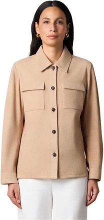 Brooks Brothers Femme, Vestes, Beige, Taille: 42 FR Veste chemise en cuir su&eacute;d&eacute;