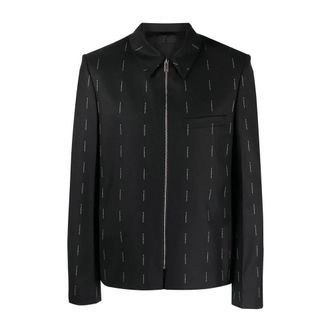 Givenchy Schwarzer Wollblazer mit Allover-Logo-Print - - Jackets - Herren - Schwarzk - L