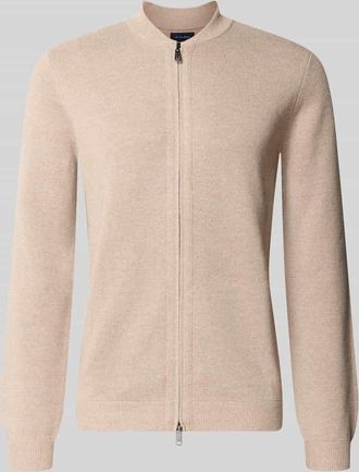 Christian Berg Slim Fit Strickjacke aus Baumwoll-Mix mit Stehkragen