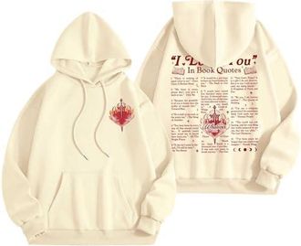 Generic I Love You In Book Citations Essential Hoodies for Women Fall with Hood Trendy Pullover Tenues Mode L&eacute;ger D&eacute;contract&eacute; Ample Pullover Hoodies Western C