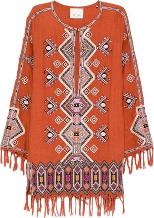 Isabel Marant robe courte à franges - Orange