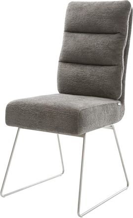 DELIFE Polsterstuhl Pela-Flex Kufengestell Edelstahl Boucl&eacute; Soft Schlamm Taschenfederkern