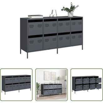 vidaXL vidaXL Metallkommode - Sideboard Anthrazit 135x39x73,5 cm Kaltgewalzter Stahl
