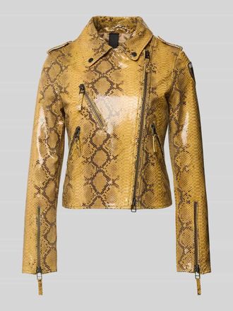 Blauer Lederjacke im Allover-Look Modell CHERRY