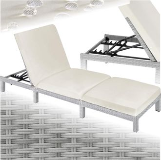 TecTake Polyrattan Sonnenliege mit 6-Fach höhenverstellbarer Rückenlehne, Outdoor Daybed mit bequemer Polsterauflage, Gartenliege Rattan für drinnen und drauß