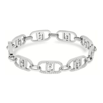 Liu Jo Femme, Accessoires, Gris, Taille: ONE Size Bracelet logo argent et zircone